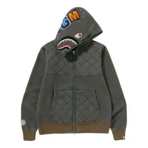 A BATHING APE Military Shark Full Zip Hoodie - Olived