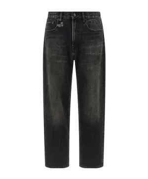 R13 Boyfriend Cropped Jeans - Black