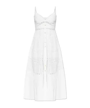 LoveShackFancy Cotton Midi Dress - White