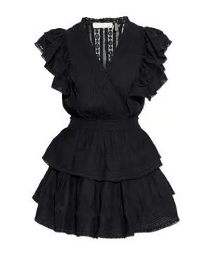 LoveShackFancy Gwen Ruffled Mini Dress - Black