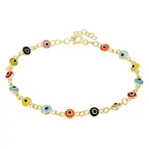 LATELITA Evil Eye Multicoloured Enamel Bracelet - Gold