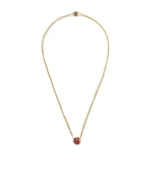 Bottega Veneta 18k Gold-finished Sterling Silver Enamel Pendant Necklace - Deep Red