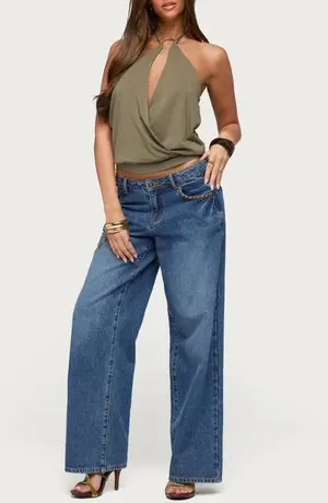 EDIKTED Metta Ring Cutout Halter Top