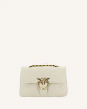 Pinko Love Classic Leather Shoulder Bag - White