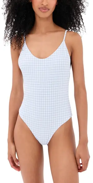 Caroline Constas Milani Gingham Check Piece - Periwinkle