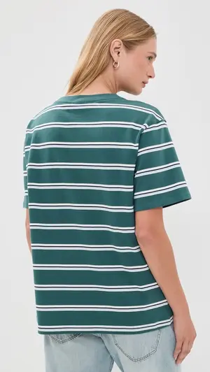Good American The Oversized Tee - Harbor Stripe Deep Teal