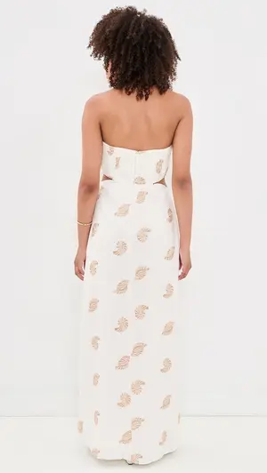 DRESS TO Embroidered Shell Linen Maxi Dress