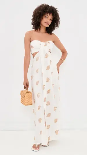 DRESS TO Embroidered Shell Linen Maxi Dress