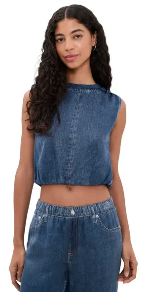Rag & Bone Miramar Satin Mica Bubble Top - Jasper