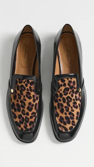 Stella McCartney Brushed Alter Mat & Leopard Printed Velvet Loafers