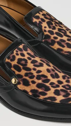 Stella McCartney Brushed Alter Mat & Leopard Printed Velvet Loafers