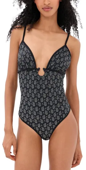 Johanna Ortiz Tide Mirage One Piece - Black/ecru