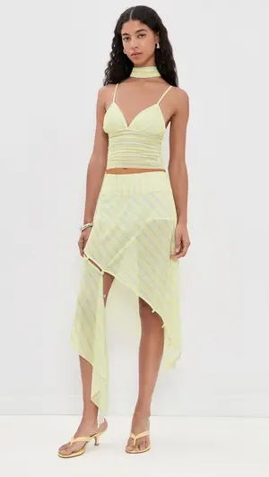 HOUSE OF SUNNY Striped Mesh Cami Top With Scarf