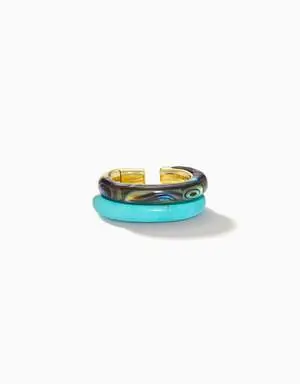 EMILY P. WHEELER Double Ear Cuff, Abalone & Turquoise - Blue