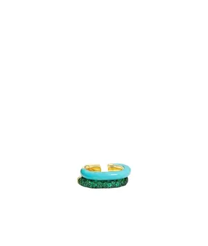 EMILY P. WHEELER Double Ear Cuff In 18k Yellow Gold With Emerald And Turquoise - Green