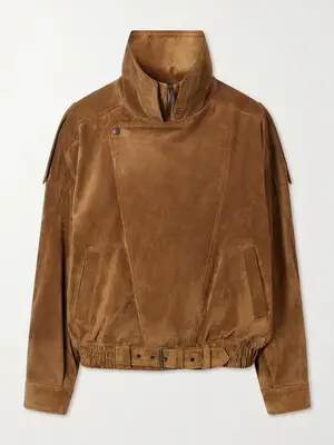 Saint Laurent Paneled Suede Bomber Jacket