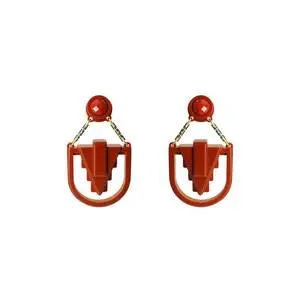 GISSA BICALHO Handmade Acrylic Arrow Deco Earrings With Glass Stone And Gold Finish Brass Pin