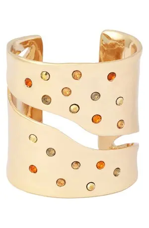 Kurt Geiger Multi Stone Statement Cuff Bracelet - Gold/multi