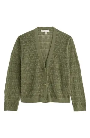 SEASALT CORNWALL Organic Cotton Pointelle Cardigan - Avocado