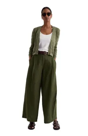 SEASALT CORNWALL Organic Cotton Pointelle Cardigan - Avocado