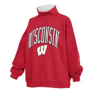 PRESSBOX Wisconsin Badgers Oversized Mock Neck Sweatshirt