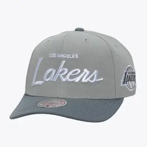 Mitchell & Ness Los Angeles Lakers Pro Crown Snapback Hat - Gray