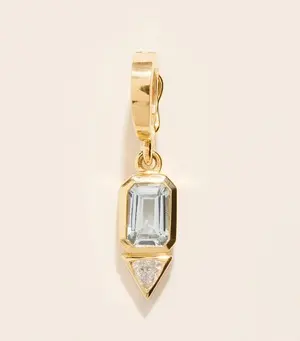AZLEE Yellow Diamond And Aquamarine March Charm - Gold