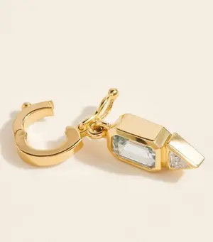 AZLEE 18k Yellow Trillion And Aquamarine Charm - Gold