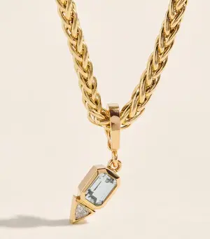 AZLEE 18k Yellow Trillion And Aquamarine Charm - Gold