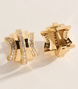 AZLEE Fluid Staircase Diamond Earrings