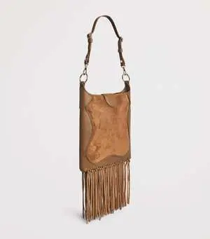 Sandro Leather-suede Fringe Shoulder Bag