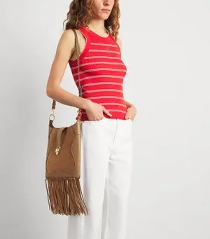 Sandro Leather-suede Fringe Shoulder Bag