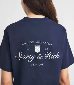SPORTY & RICH Cotton Syracuse T-shirt - Navy