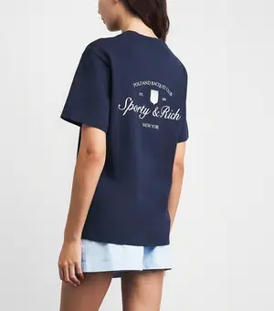 SPORTY & RICH Cotton Syracuse T-shirt - Navy