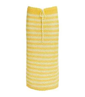 Simkhai Crochet Stripe Welles Midi Skirt - Orange