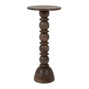 ROWENA INTERIORS Round Carved Pedestal Accent Table - Gray