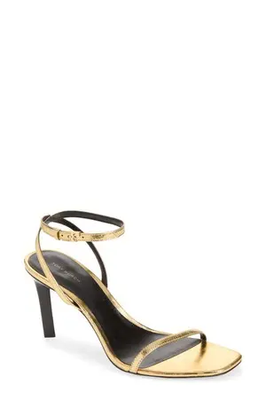 Tory Burch Gigi Leather Heeled Sandals - Gold Leaf