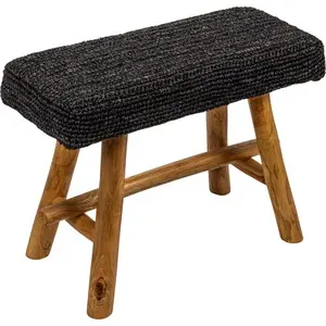 ROWENA INTERIORS Handwoven Rectangular Stool - Black