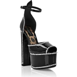 Philipp Plein Patent Leather Platform Sandals - Black
