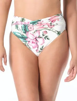 COCO REEF Tyra High Waist Twist Bikini Swim Bottom - White Mlti