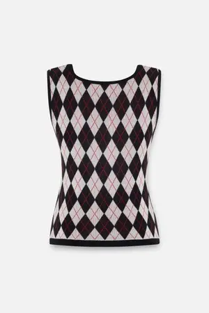 PCFG STORE Daydreamers Argyle Knit Sleeveless Top