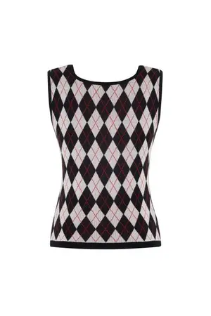 PCFG STORE Argyle Knit Sleeveless Top