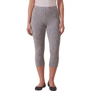 Roaman's Essential Stretch Capri Legging - Heather Grey