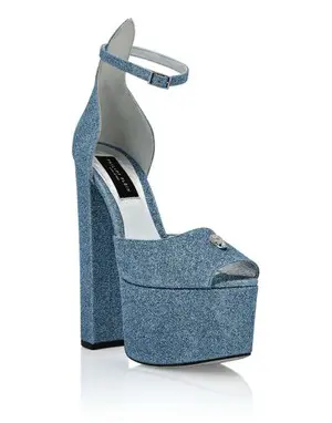 Philipp Plein Glitter Platform Sandals - Lightblue