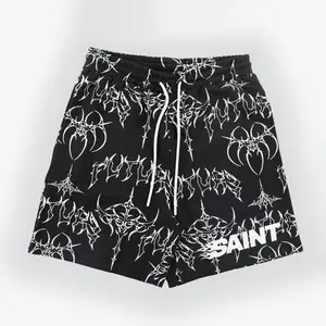 FLY BY NIGHT Normandie Shorts With Cybersigilism Print - Black/saint