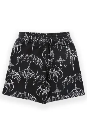 FLY BY NIGHT Normandie Shorts With Cybersigilism Print