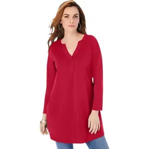 Roaman's Roaman's Y-Neck Tunic Classic Red