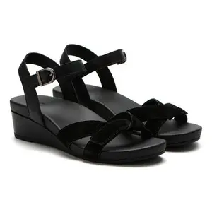 ABEO Riviera Ii Buckle Wedge Sandals - Black