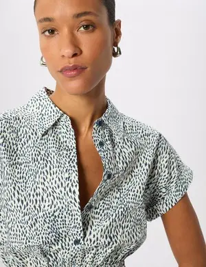 Whistles Flecked Animal Collared Shirt Dress