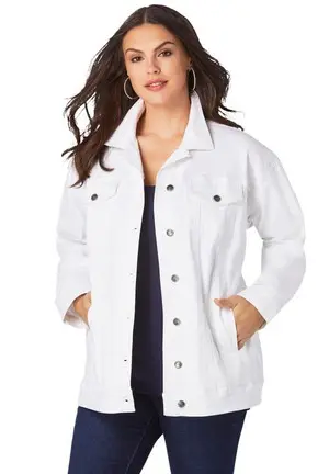 ROAMAN'S Boyfriend Stretch Denim Jacket - White